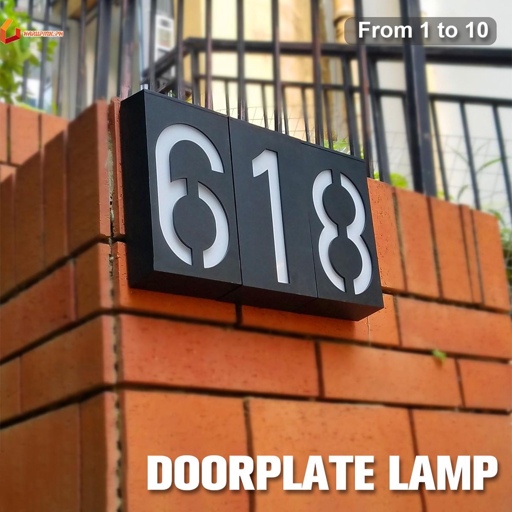 LED Solar House Number Plaque Light Garden Solar Powered Address Sign ...