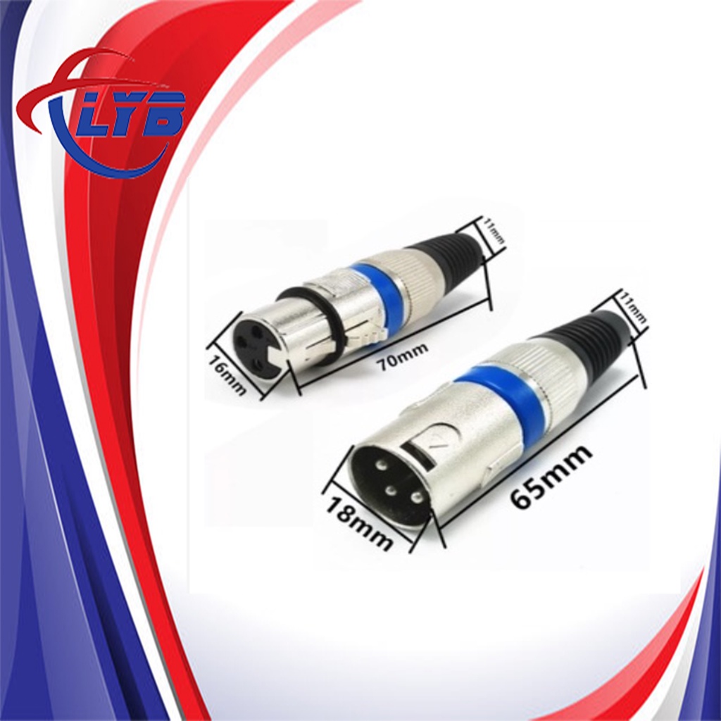 XLR 3 Pin Female Male MIC Jack Plug Audio Microphone Cable Connector ...