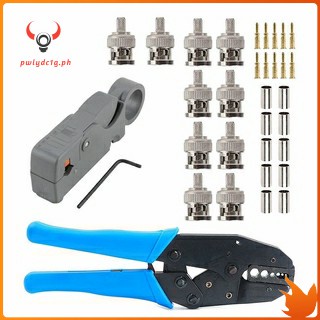1Set Coax Rf/Bnc Crimp Tools for Rg58 / Rg59 / Rg6 with 10Pcs Bnc Plug Crimp Connector Set ...