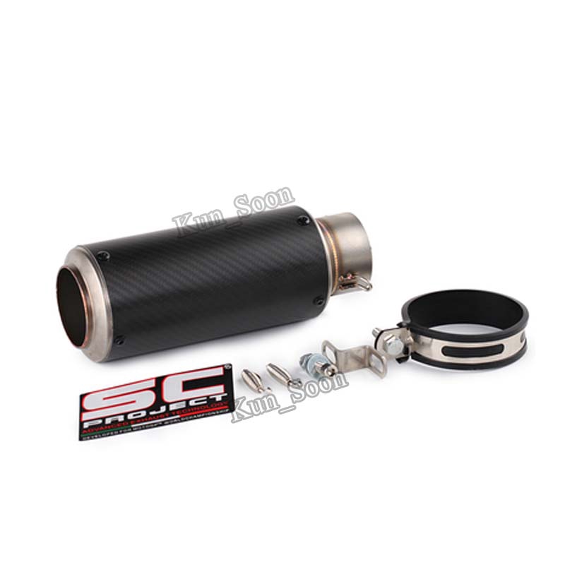 51/60mm Inlet Real Carbon Fiber Universal Motorcycle Exhaust Muffler Tailpipe Tail Pipe Tip SC ...