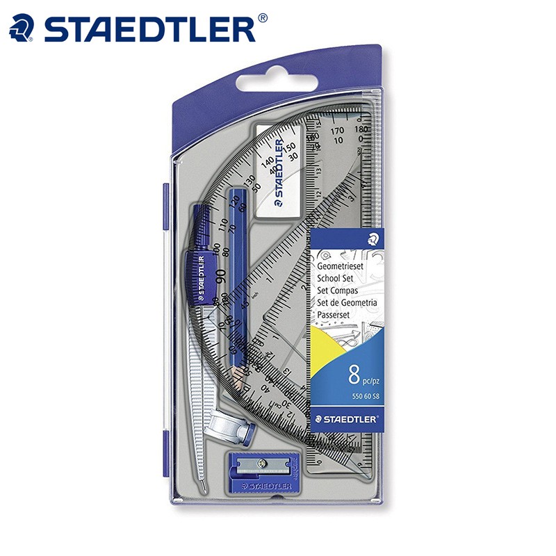 Staedtler 550 60 S8 Compasses School Set Ruler Protractor Set Square ...