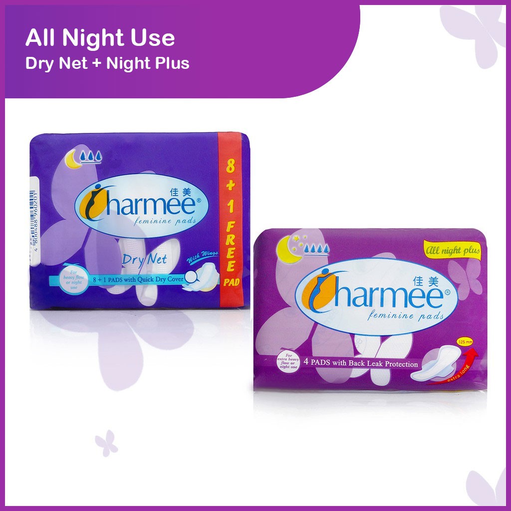 Charmee Dry Net Heavy Flow + All Night Plus Feminine Pads | Shopee ...