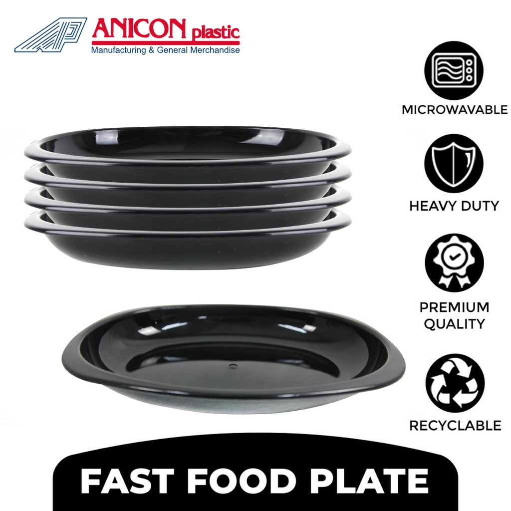 Anicon Premium Quality Microwavable Oval Plastic Fast Food Plate - Set ...