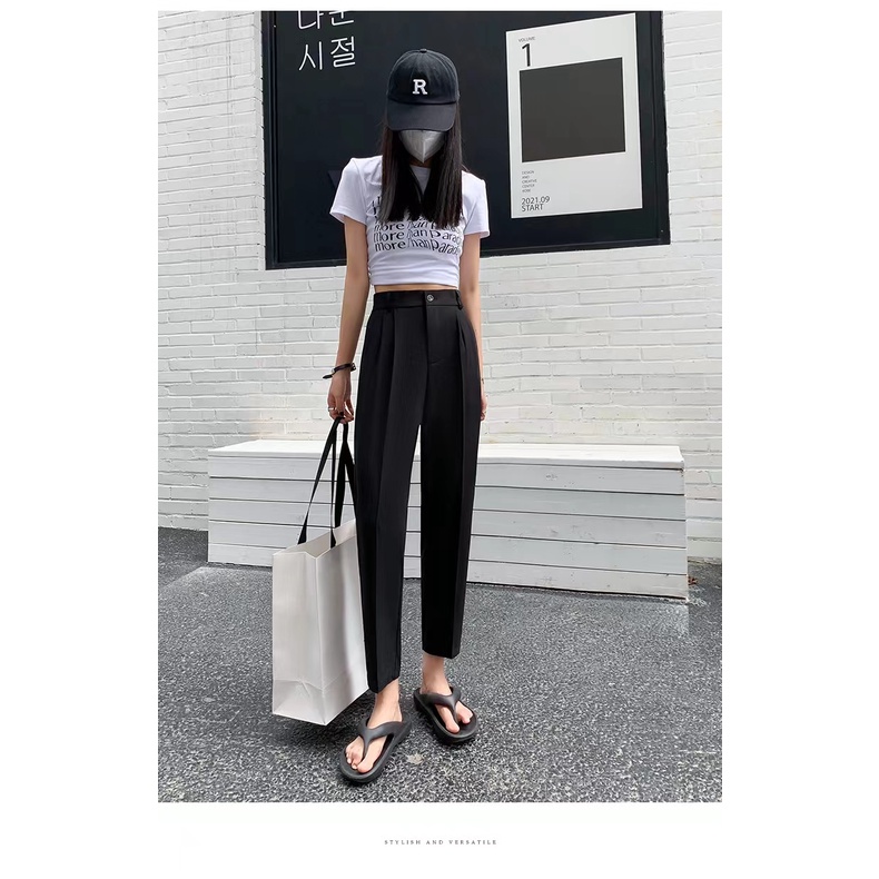 Kinwoo M-3XL women's high waist suit pants Straight Cigarette Pants ...