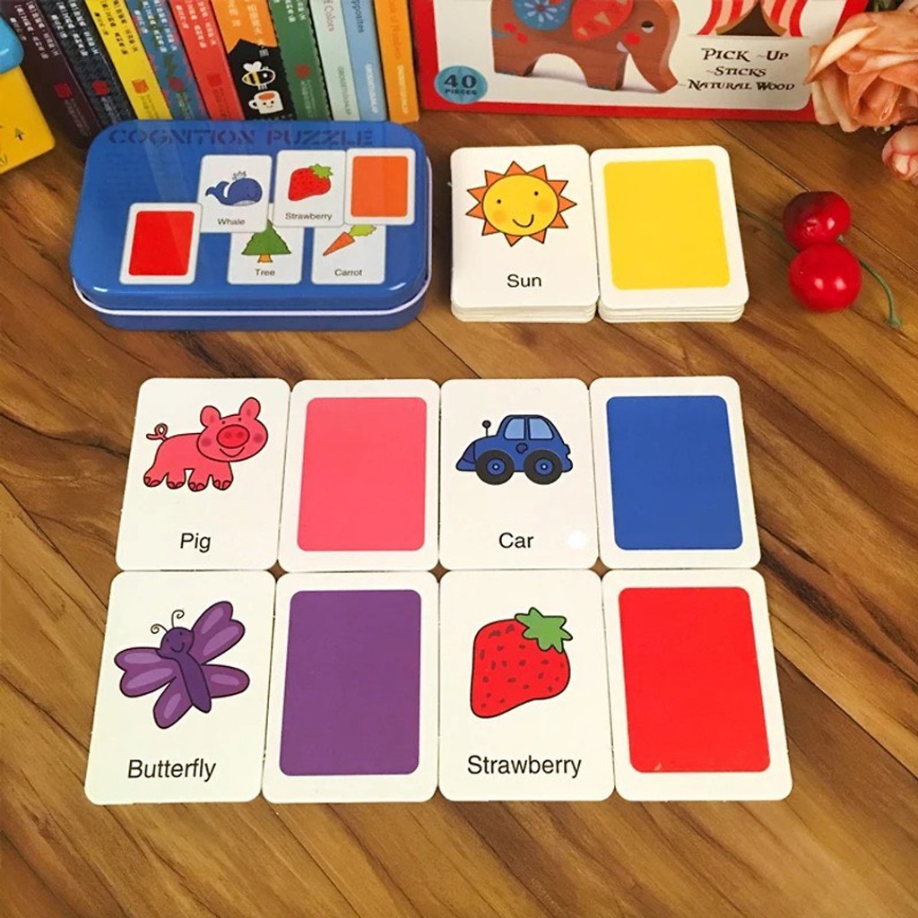 Cube Color Cognition Card Box Puzzle Toy (Dark Green Box) | Shopee ...