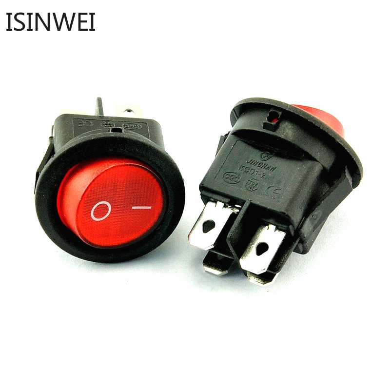 5pcs 6A/250V KCD1-224 23MM 4pin on/off Rocker Switch with LED(Red ...