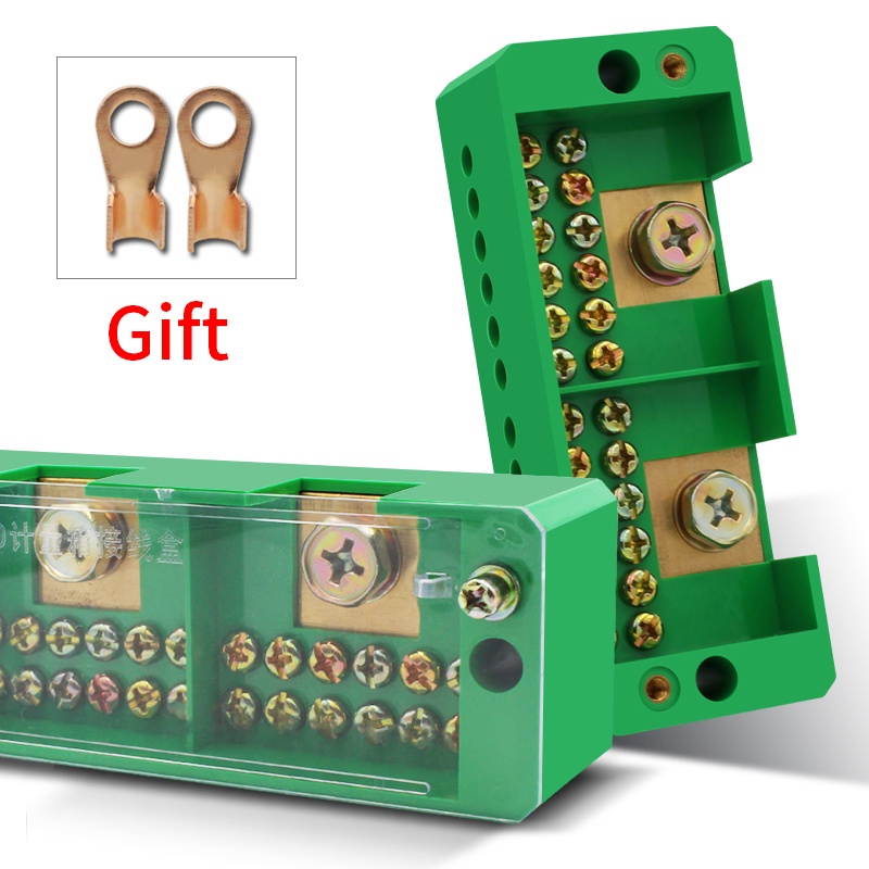 ＞1pcs Connection Distribution Box 2-in 12-out Three phase Green ...