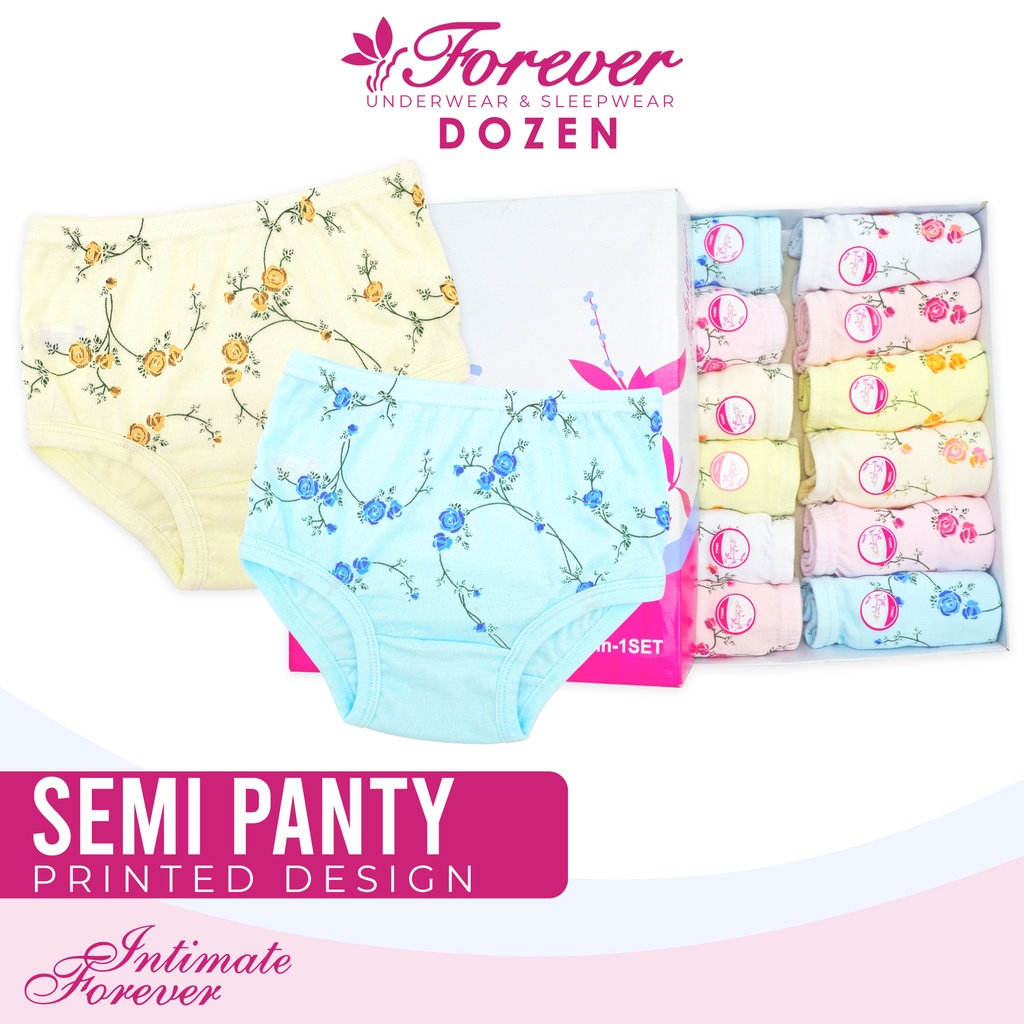 Intimate Forever Pps Dozen Semi Panty Wear Underwear Piping Pastel Colors Printed Design ...