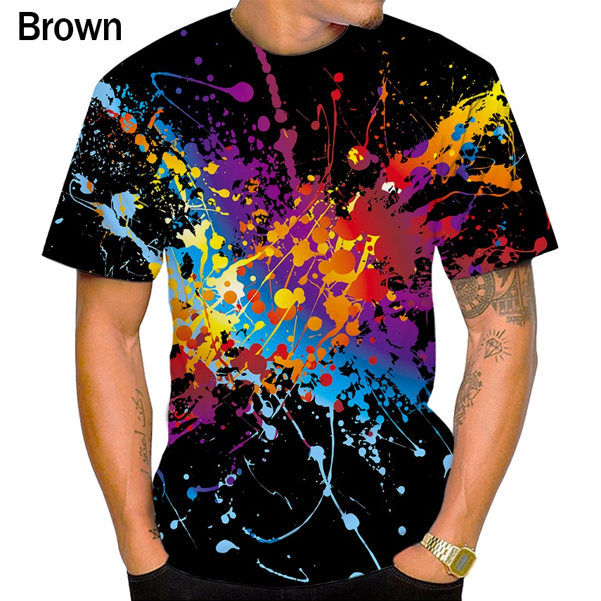 Summer New Short Sleeve 3D T Shirt Splash Ink Pattern Fashion Short ...
