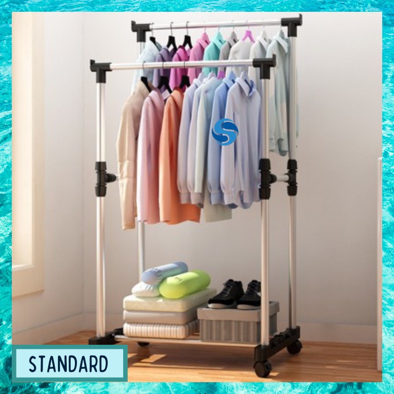 STNDRD Double Pole Aluminum Wet Clothes Dry Clothes Rack Clip Hanger ...
