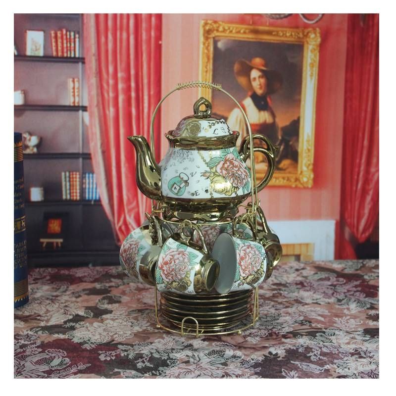 European ceramic small set teacup and saucer set Flower teacup ...