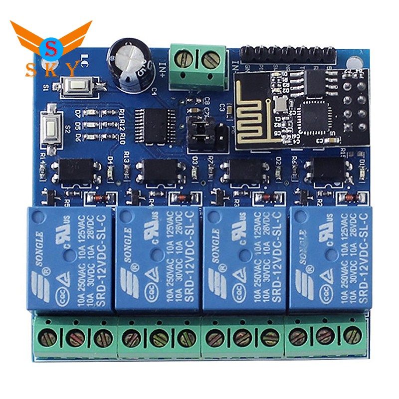 Ready Stock ESP8266 DC 12V 4 Channel Relay Board ESP-01 WIFI Module ...