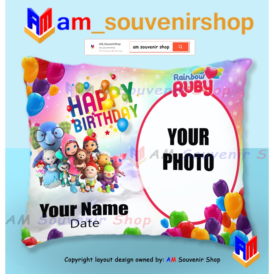 Rainbow Ruby / Rainbow Ruby Birthday SOUVENIR PILLOW / Baptismal theme ...