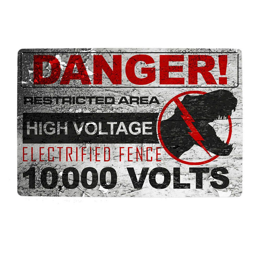 Danger Restricted Area Jurassic Park High Voltage Metal Warning Sign ...