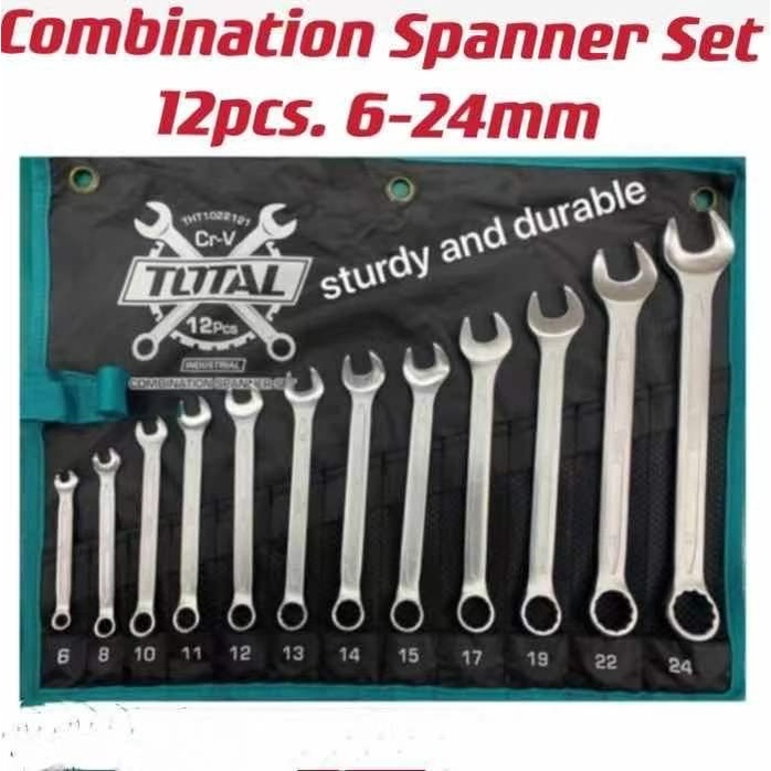 TOTAL Combination Spanner Set 12pcs. 6-24mm Torx wrench Open-end wrench combination set ...