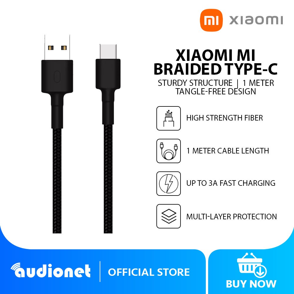 Xiaomi Mi Braided USB Type-C Cable | 1 Meter Cable Length | Shopee ...