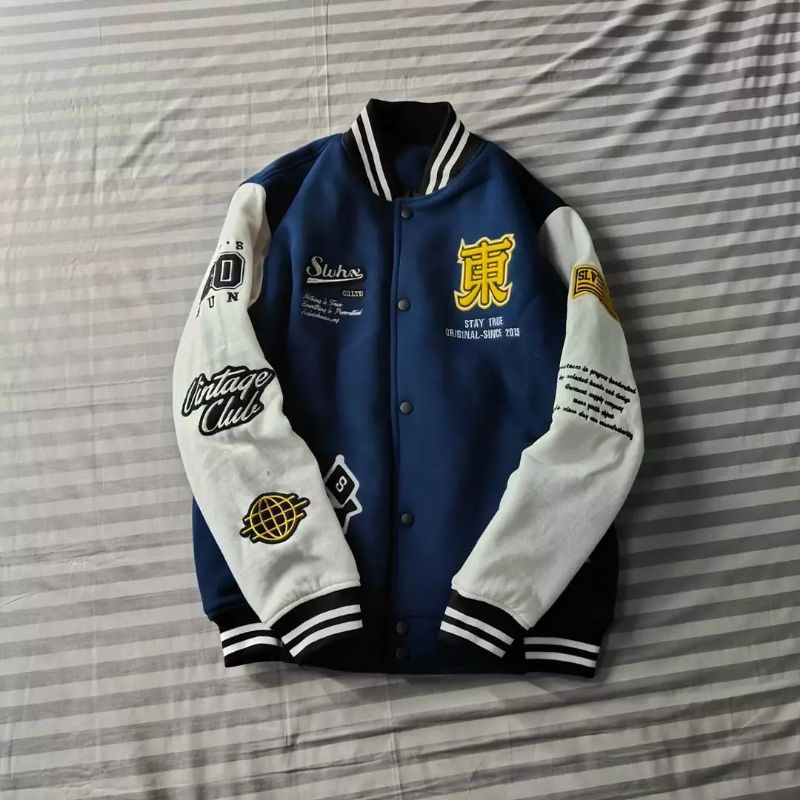 Varsity JACKET - VARSITY JACKET - BASEBALL JACKET - VARSITY KANJI NAVY ...