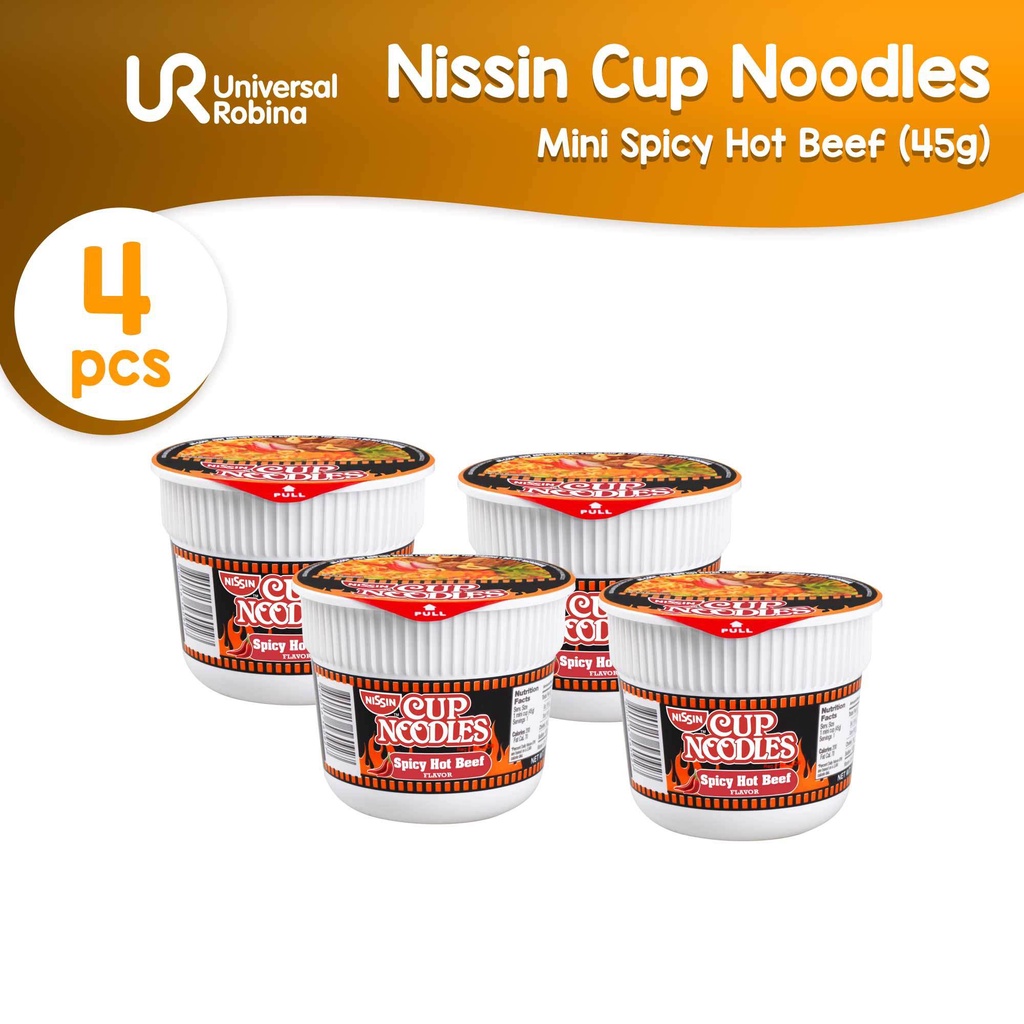 4 x Nissin Cup Noodles Mini Spicy Hot Beef (45g) | Shopee Philippines