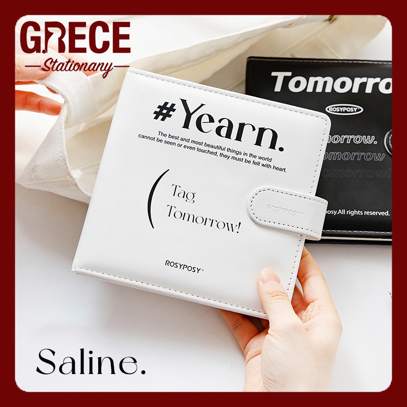 Rosy Posy Leather binder notebook with magnetic closure Yearn black and ...