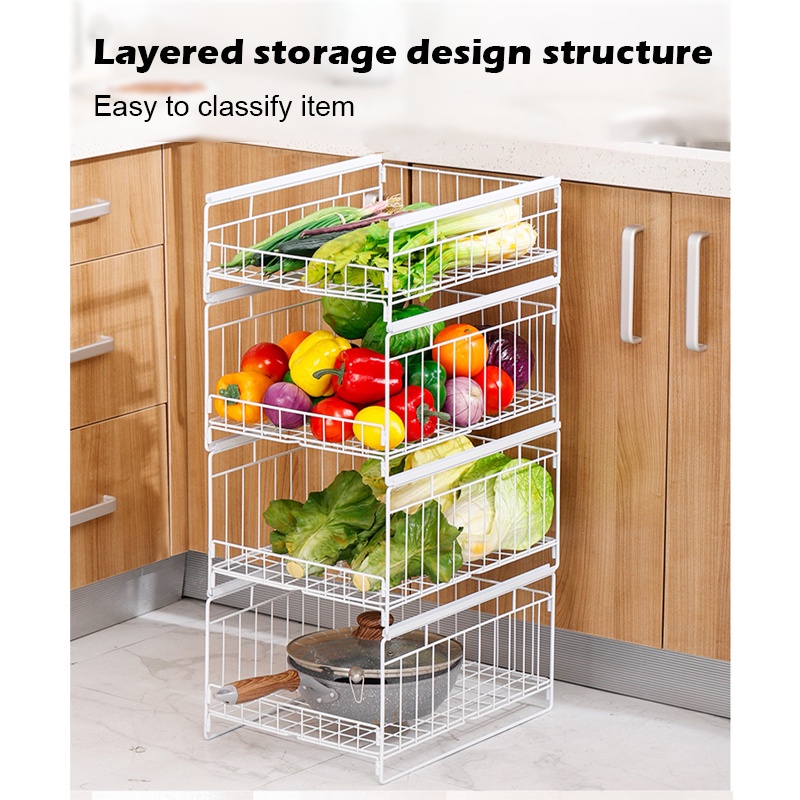 Kitchen Shelf Rack Sliding Kitchen Storage Foldable Storage Rack ...