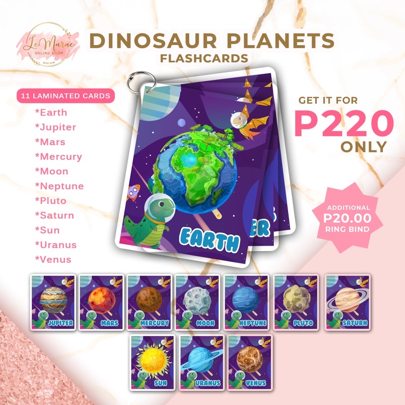 DINOSAUR SOLAR SYSTEM PLANETS - Laminated Flashcards Interactive ...