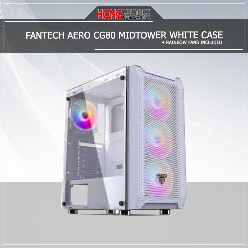 FANTECH AERO CG80 Middle Tower Case With 4 RGB fans (WHITE) | Shopee ...