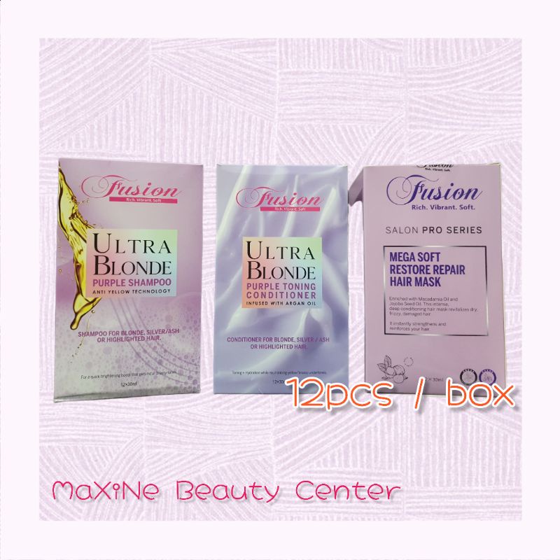 FUSION purple shampoo/ conditioner/ hairmask per box (12pcs) | Shopee ...
