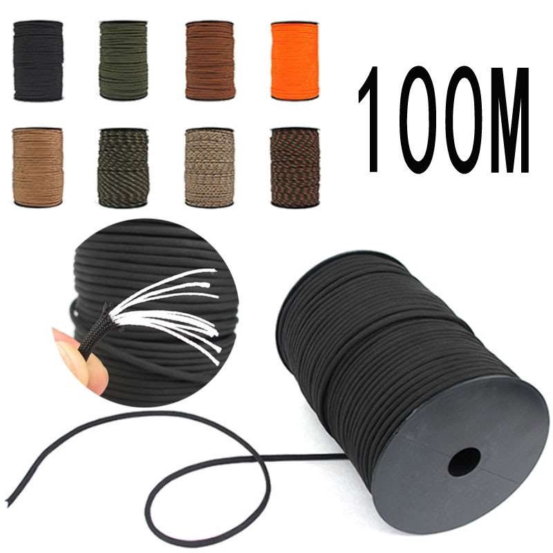 100M 7-Core Paracord Rope Outdoor Polyester Parachute Cord Camping ...