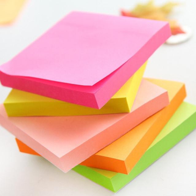 Uni-T 3 x 3 luminous colored note paper, stack of 100 sheets (5 colors ...