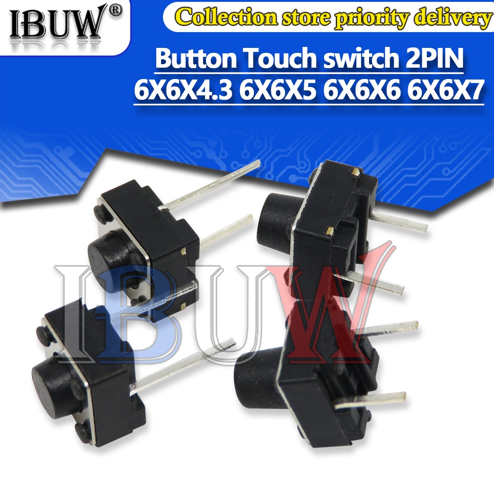100PCS Button Touch switch button DIP 2pin Light touch switch DIP2 ...