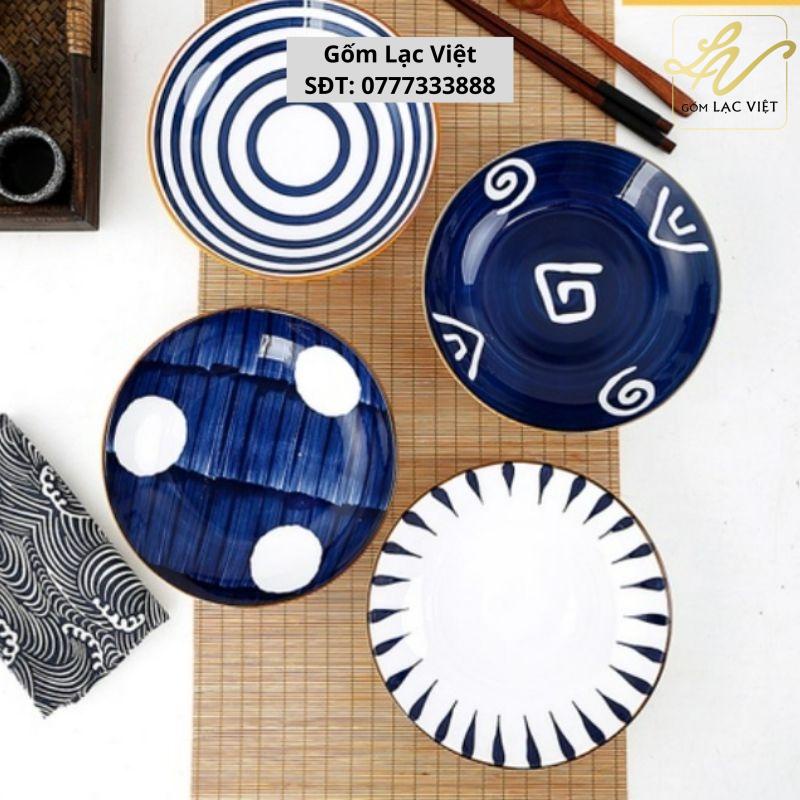 20cm round ceramic plate with Japanese style motifs, 4 manga patterns ...