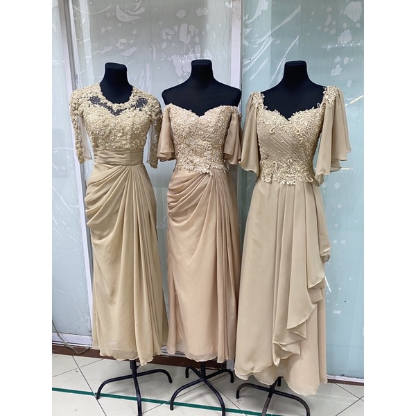 Color Wedding Beige Ninang Gown Mothers Gown Ninang Gown Shopee Philippines