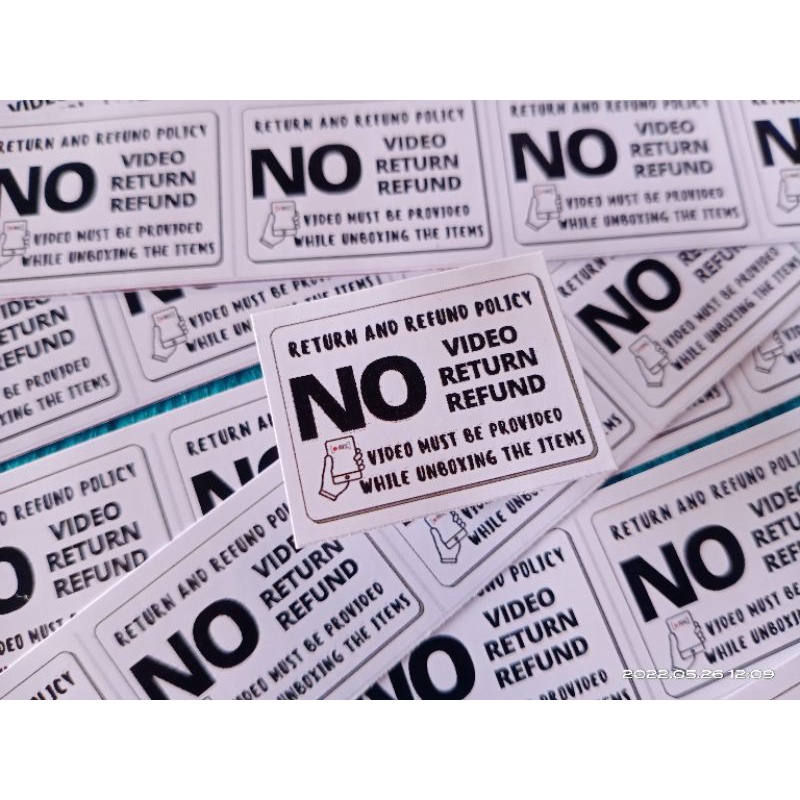 No Video No Return No Refund Packaging Sticker Label 60pcs / 30 pcs ...