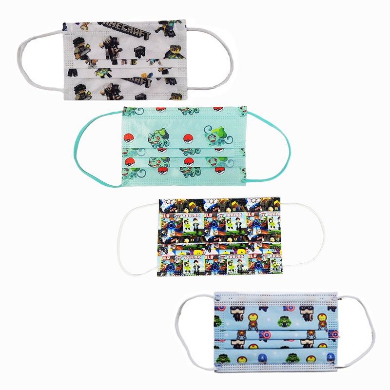 Minecraft Roblox Pokemon Cartoon Mouth Face Cover Children kid 3 Layer ...