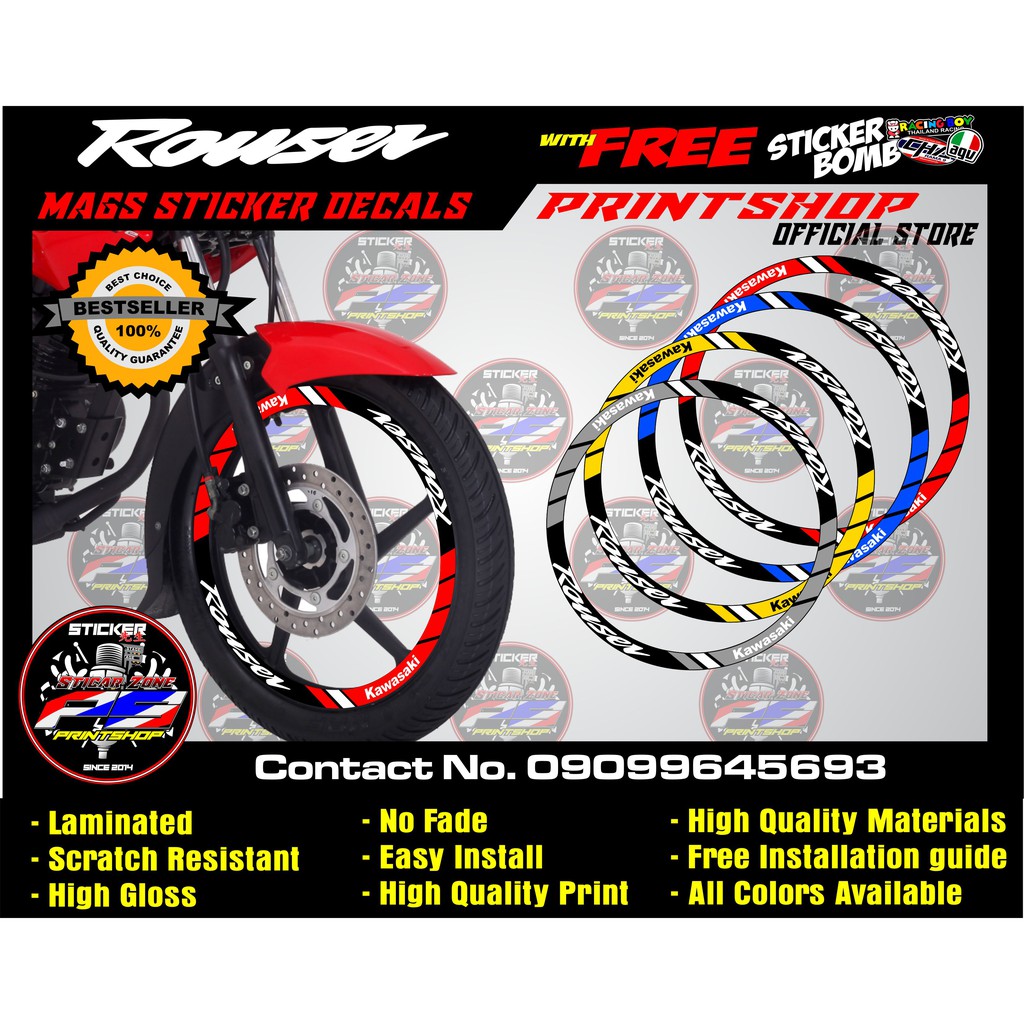 Rouser Mags Sticker Decals Set kawasaki durablke and high quality (Pair ...