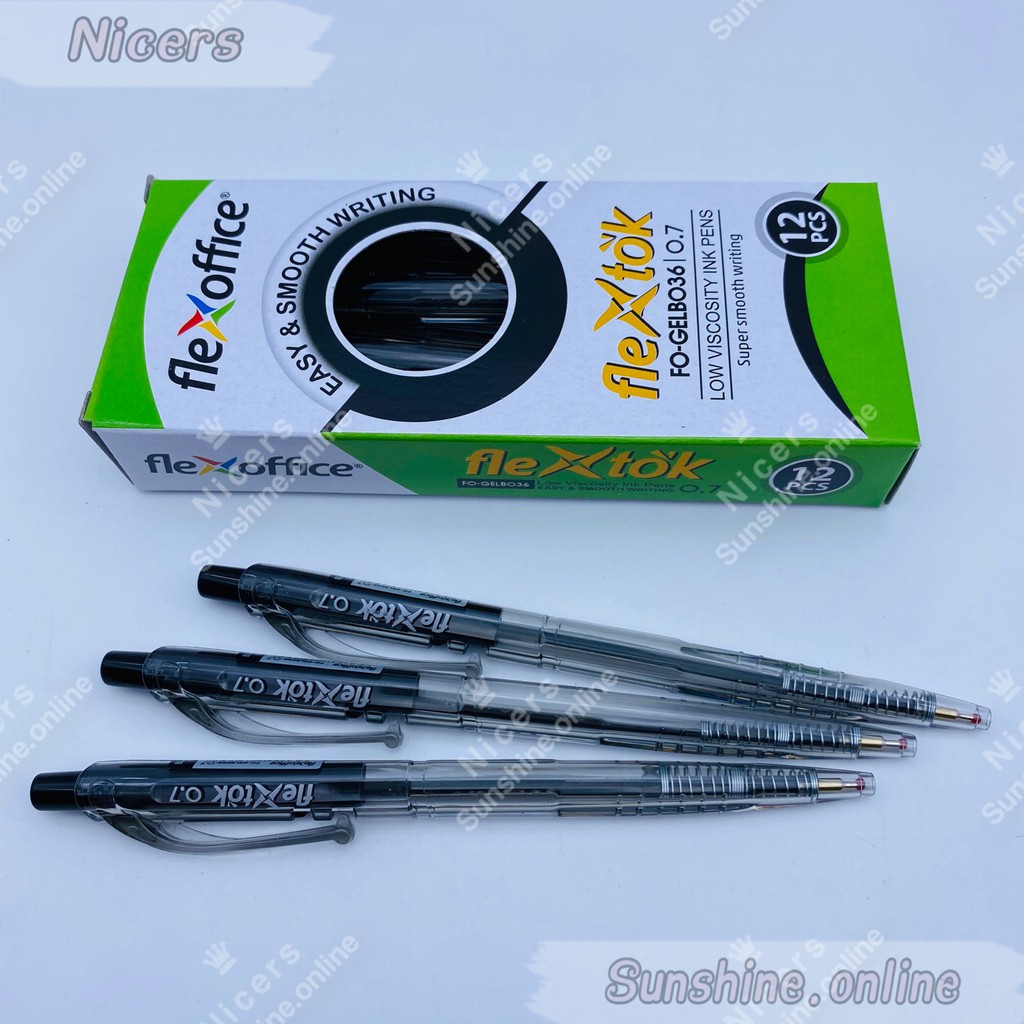 12pcs 0.7mm original Flexoffice flextok smooth ink pen ballpen | Shopee ...