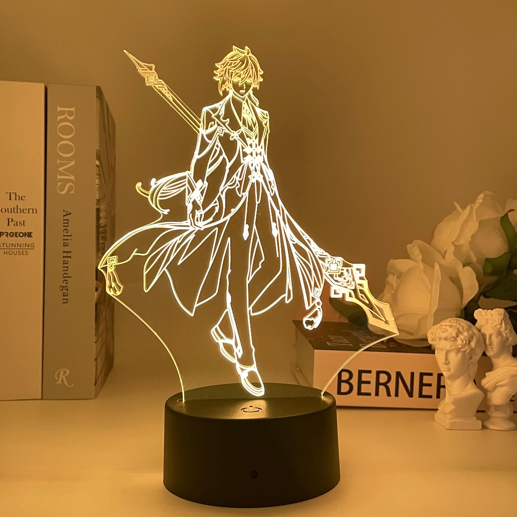 Genshin Impact Game Peripheral LED Night Light Zhongli Keqing Elves ...