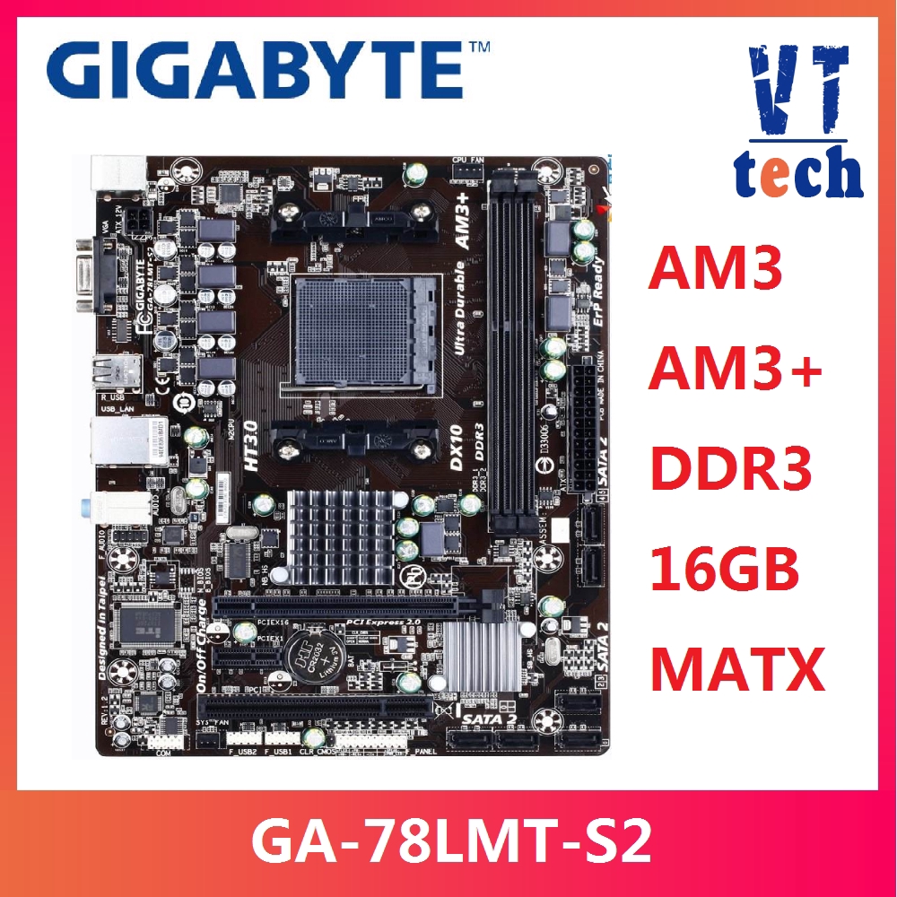 GIGABYTE GA-78LMT-S2 Desktop Motherboard 760G Socket AM3 / AM3+ DDR3 ...