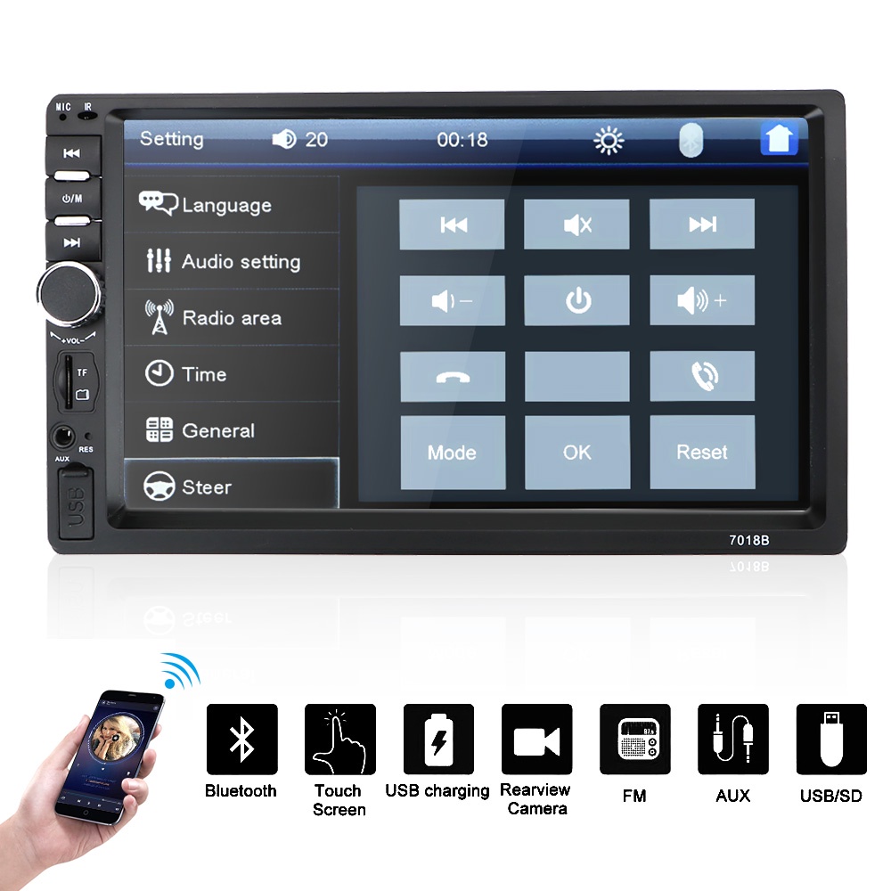 Touch Screen HD Multimedia Player 7018B Car 7" MP5/FM Player 2Din Car ...