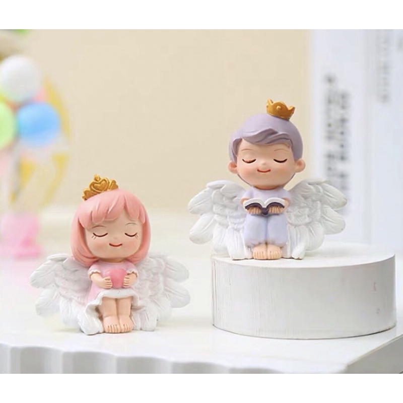 Purple book angel and pink heart angel cake topper | Shopee Philippines