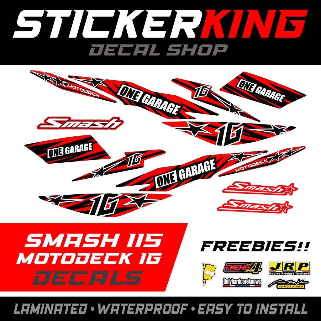 SMASH 115 MOTODECK 1G DECALS (RED) | Shopee Philippines