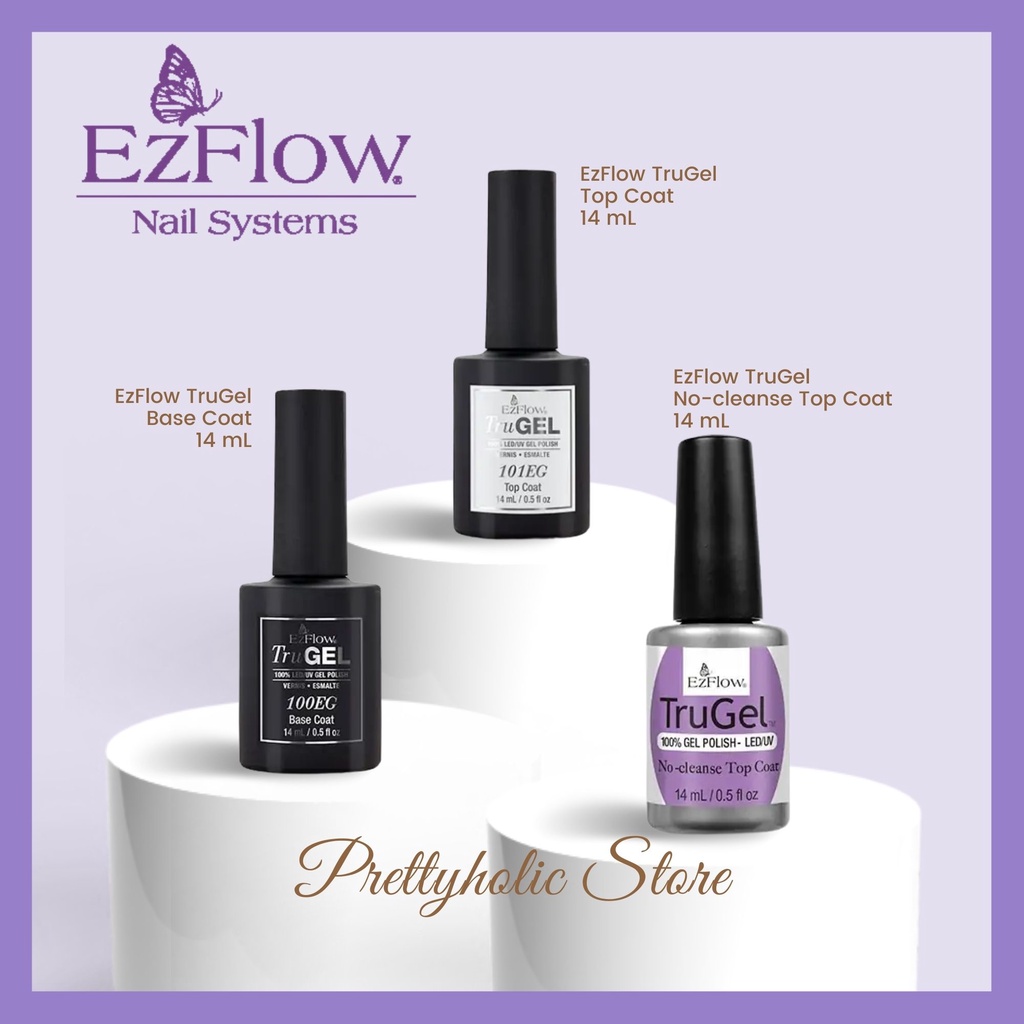 EzFlow TruGel Nail System Basecoat Topcoat No-cleanse 14ml | Shopee ...