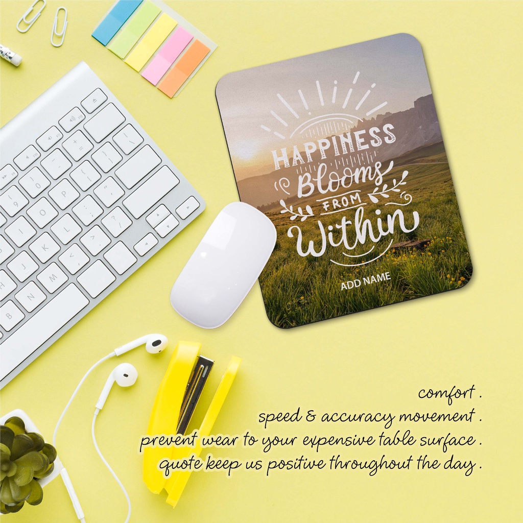 Motivational Quotes 4mm Thick Ergonomic Mouse Pad with Custom Name ...