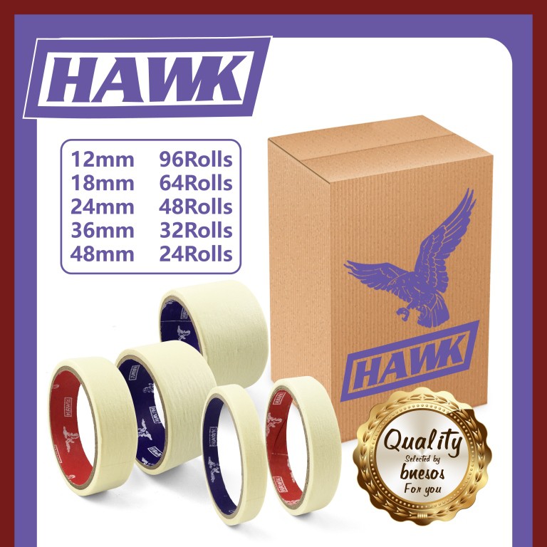 bnesos Stationary School Supplies Hawk Masking Tape 12mm 18mm 24mm 36mm ...