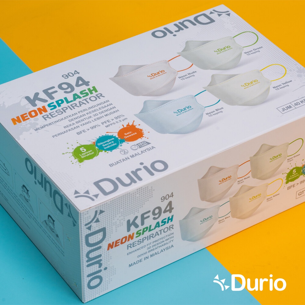 Durio Authorised Reseller 904 KF94 5 Ply Face Mask - Neon Splash (40 ...