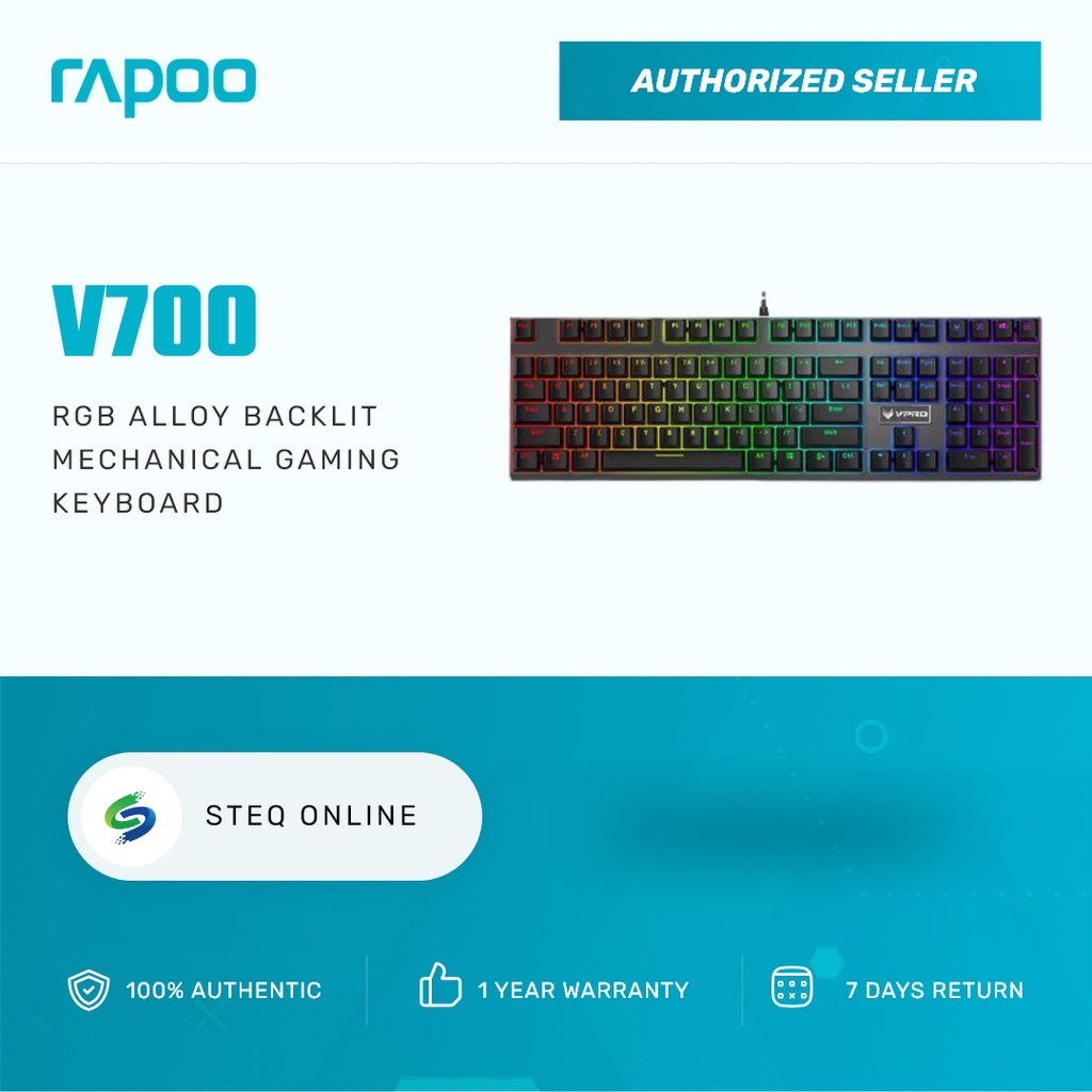 STEQ Rapoo V700 RGB Alloy Backlit Mechanical Gaming Keyboard | Shopee ...