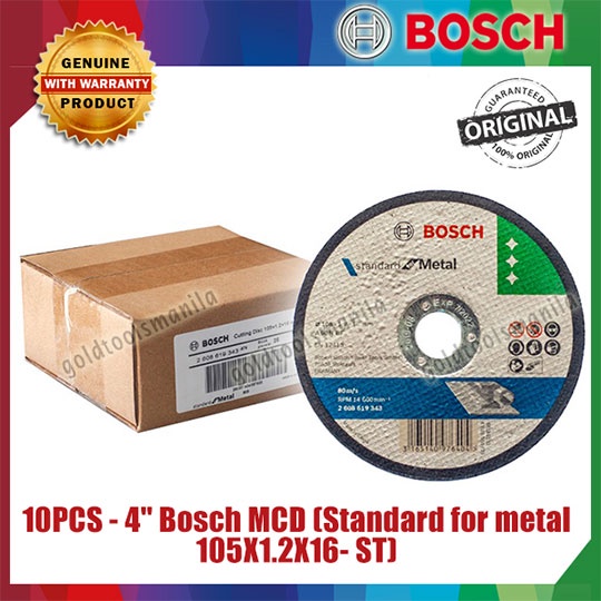 BOSCH 2608619343 4'' Metal Cutting Disc Standard - 10 PCS | Shopee ...