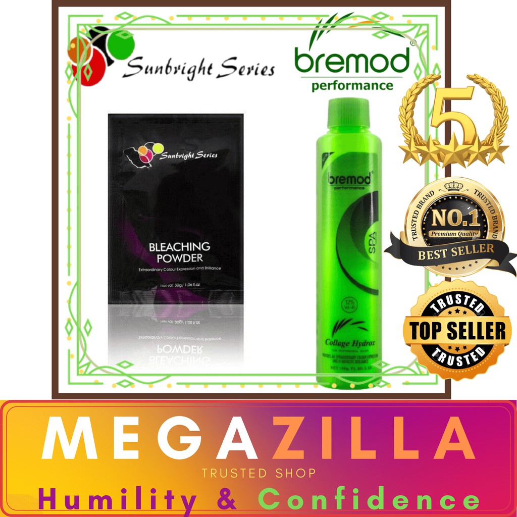 Sunbright Bleaching Powder 30g & Bremod Collage Hydrox Oxidiser 100ml ...