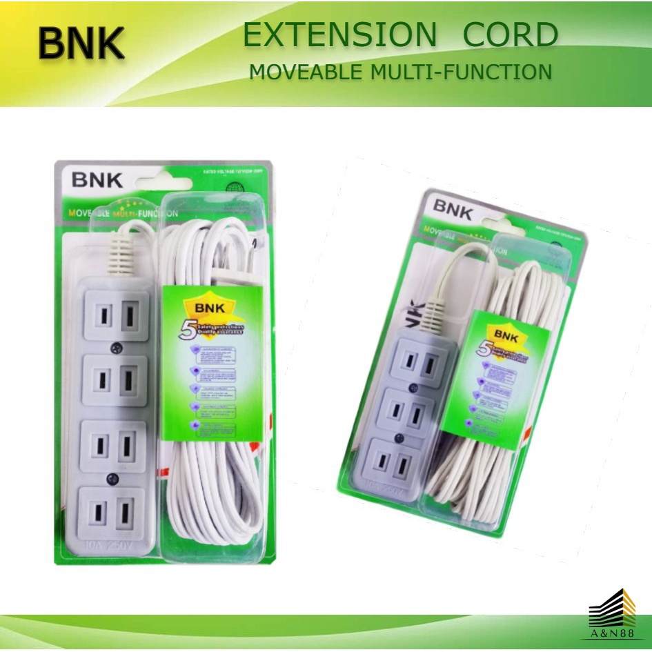 BNK power socket wire extension 3 gang/ 4gang x 5 meters | Shopee Philippines