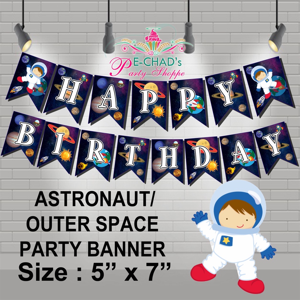 E-Chad_outer_space_astronaut theme party banner | Shopee Philippines